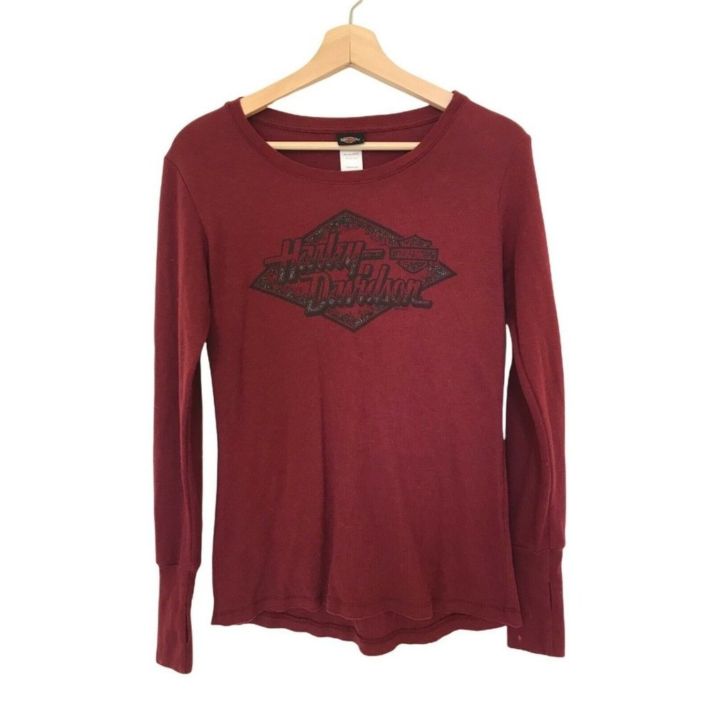 Harley Davidson Red Long Sleeve Motorcycle Shirt Wome… - Gem